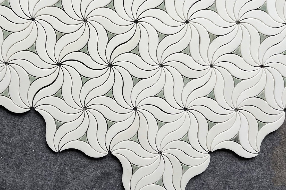 Paper Onyx and Mint Green Marble Waterjet Mosaic Tile Wholesale ...