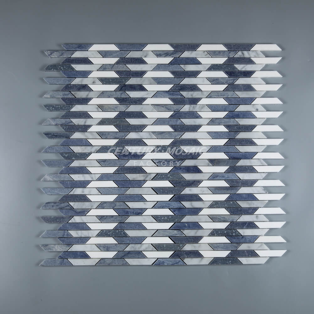 Azul Macaubas and Bianco Carrara Marble Mosaic Tile In Stock ...