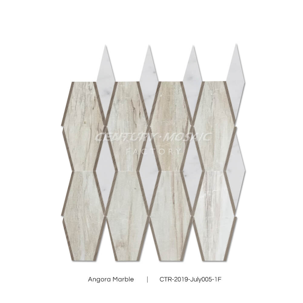 Angora Marble Beige Rhombus Polished Mosaic Wholesale – Centurymosaic