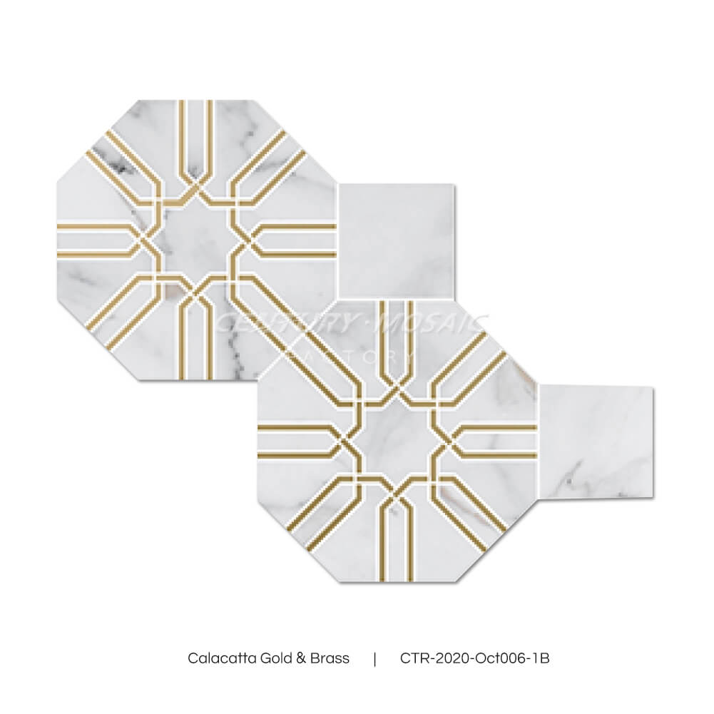 Golden Note Waterjet Marble Black Octagon Polished Mosaic Thailand Who ...