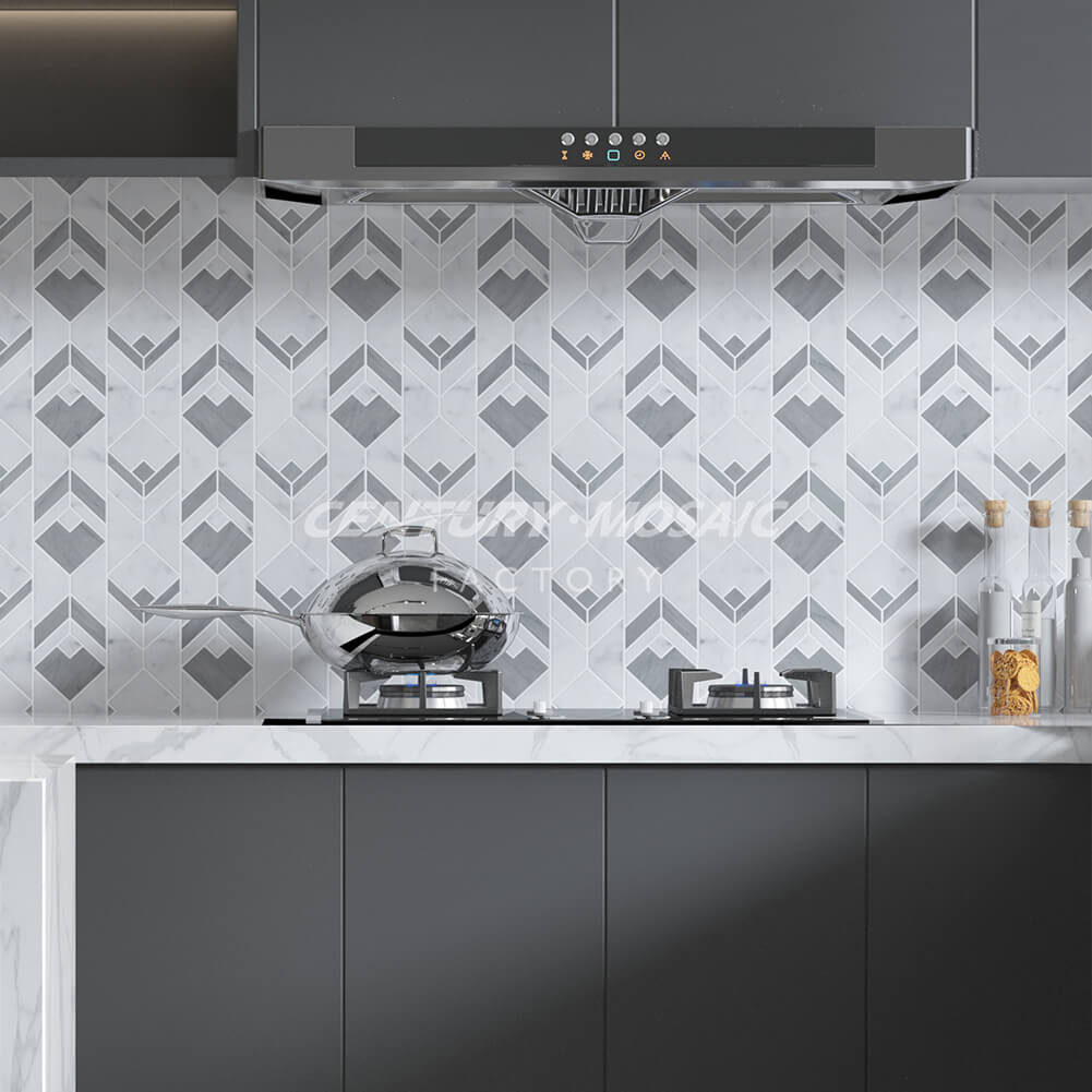 Flash Back Marble White Grey Art Polished Mosaic Wholesale – Centurymosaic