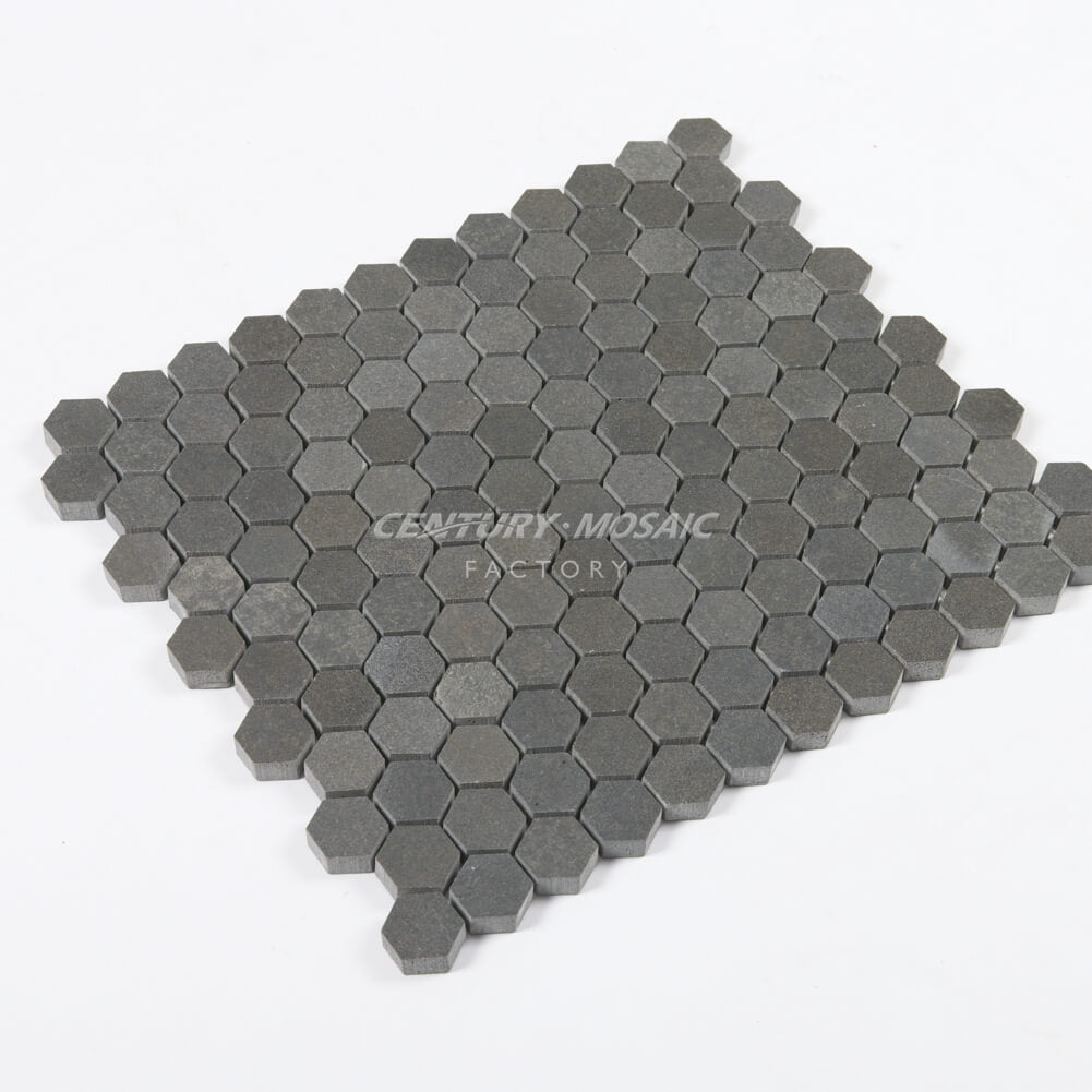 Andesite 1” Hexagon Dark Grey Marble Mosaic Wholesale – Centurymosaic