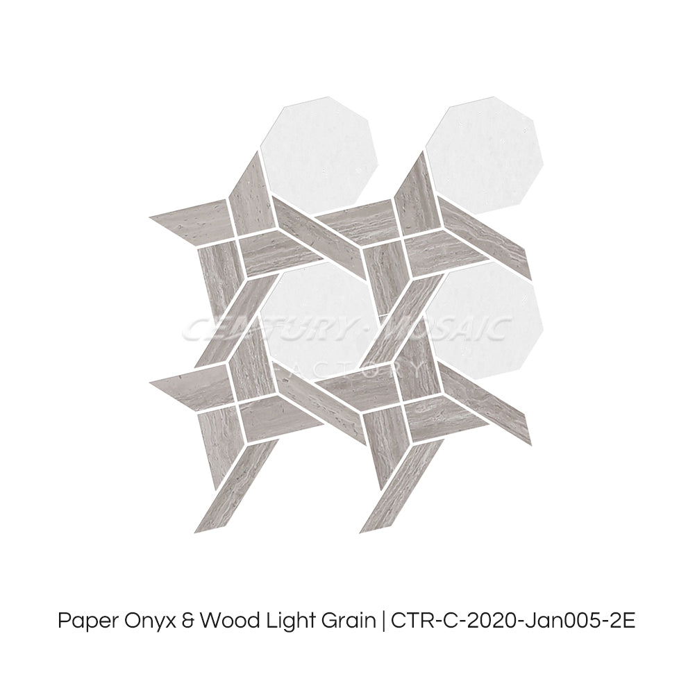 Windmill Memory Waterjet Marble Beige White Octagon Polished Mosaic Th ...