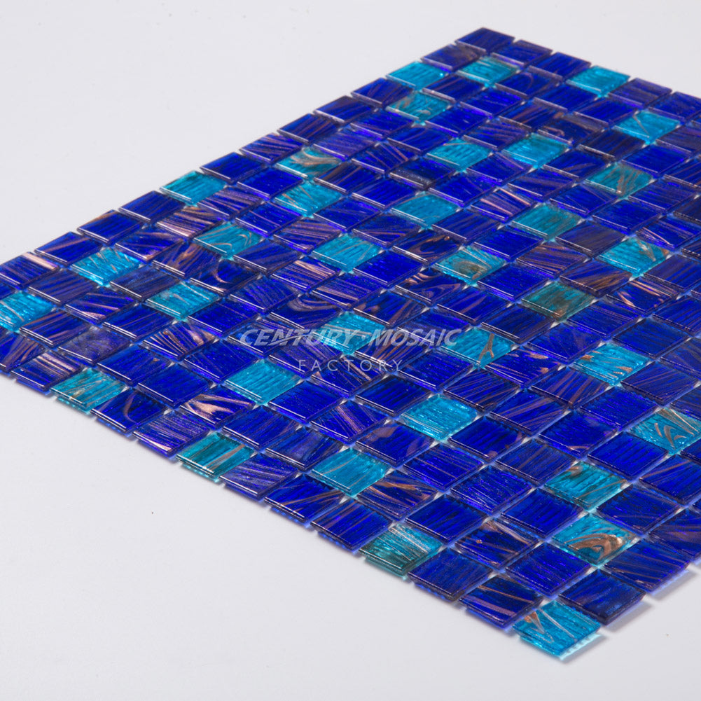 Blue Glazed Glass Square Mosaic Blue Square Glossy Wholesale ...