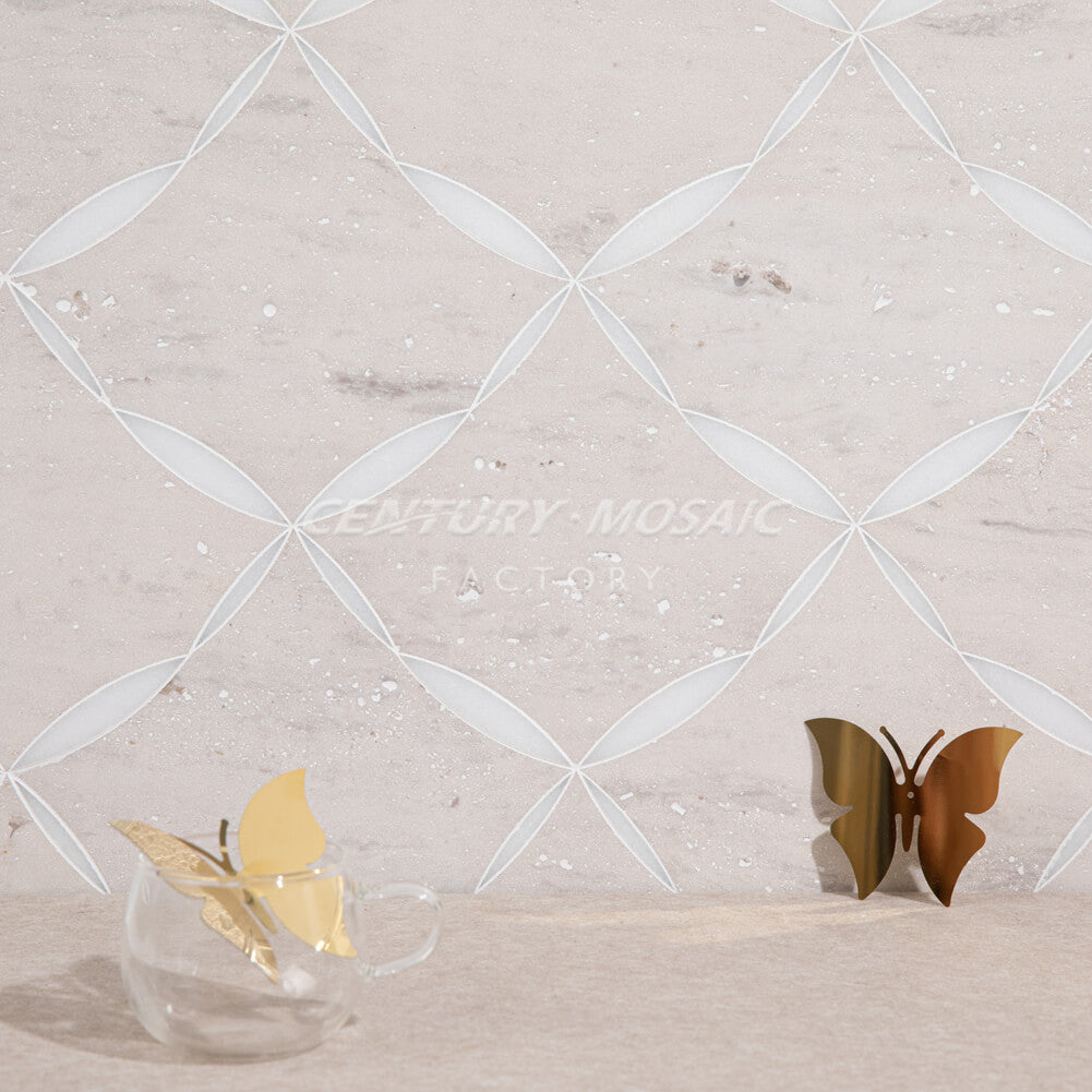 Whisper Leaves Waterjet Marble White Polished Mosaic Thailand Wholesal ...