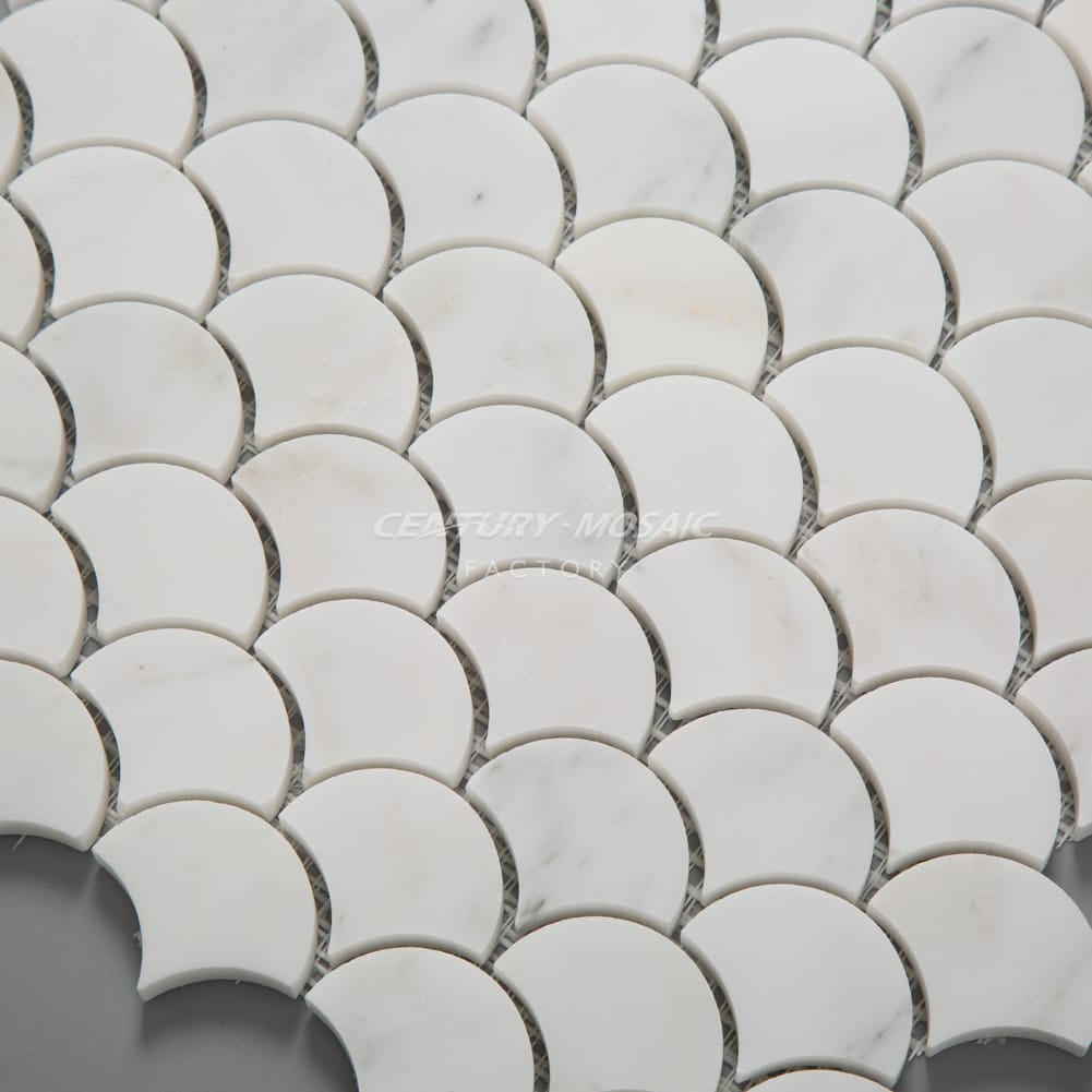 Statuary White Marble Fan Shape Polished Mosaic Wholesale – Centurymosaic