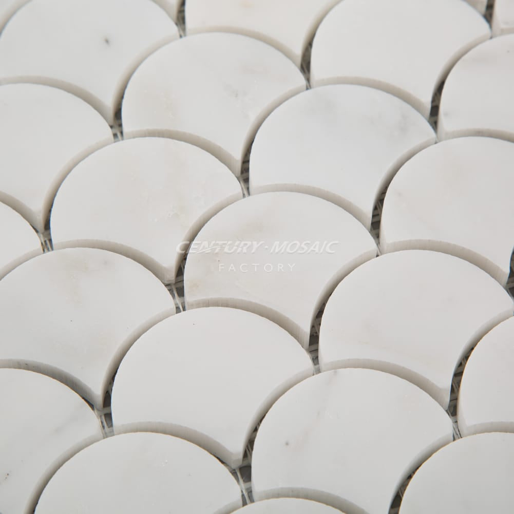Statuary White Marble Fan Shape Polished Mosaic Wholesale – Centurymosaic