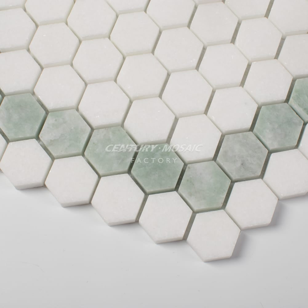 Ming Green and White Marble Hexagon Polished Mosaic Wholesale ...