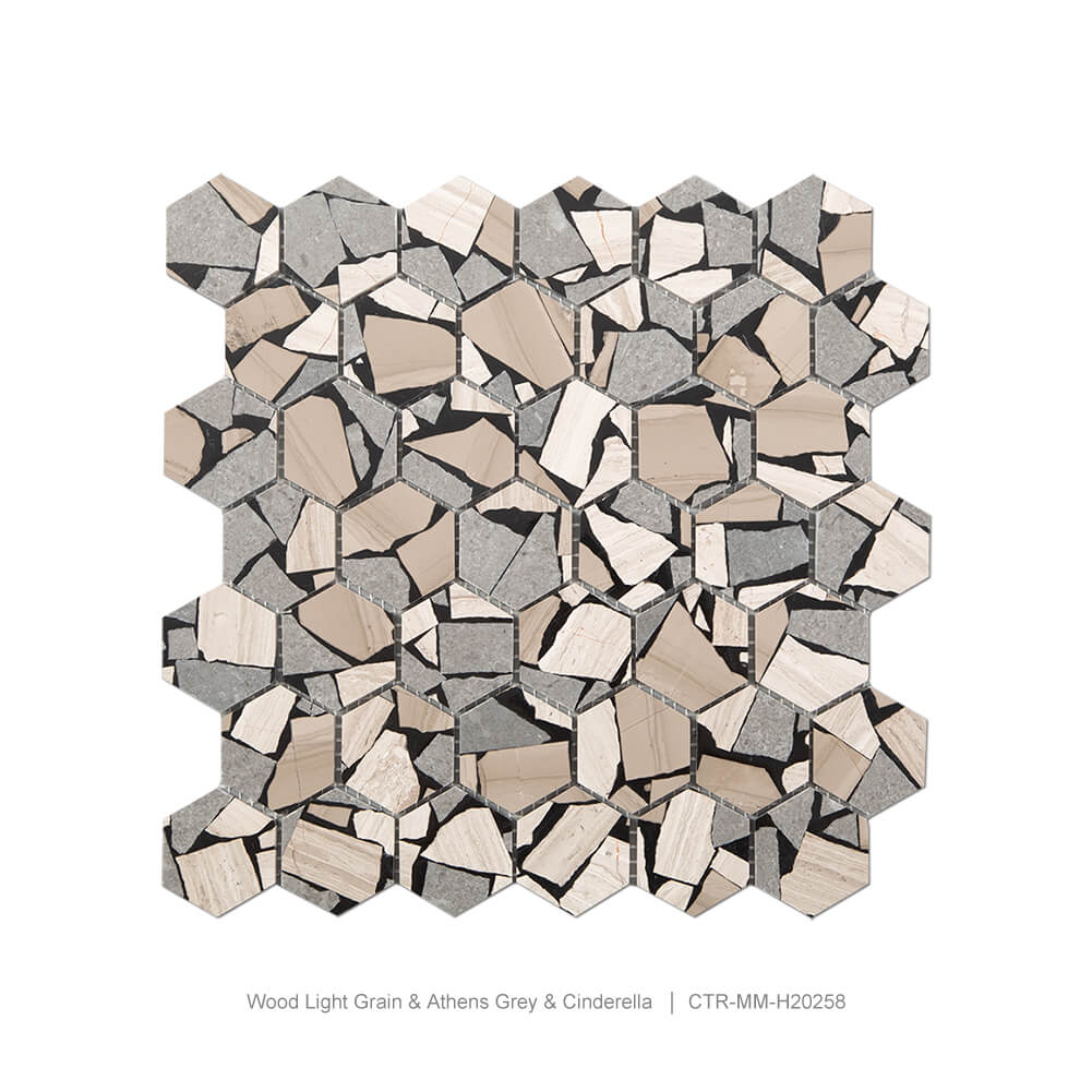 Fractured Marble Black Hexagon Polished Mosaic Wholesale – Centurymosaic