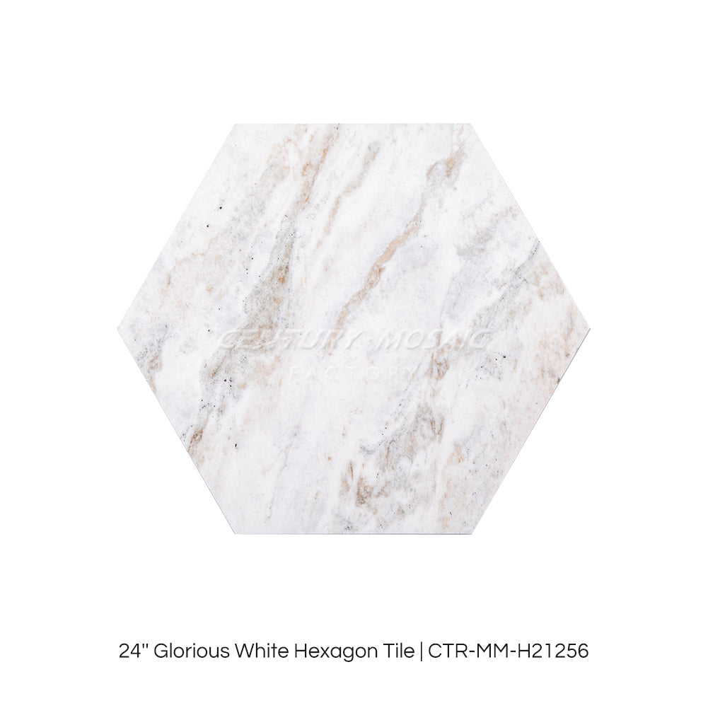 Glorious White Marble 18” Hexagon Polished Tile Wholesale – Centurymosaic