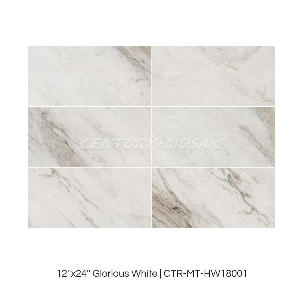 Glorious White Marble 12″x24“ Polished Tile Wholesale – Centurymosaic