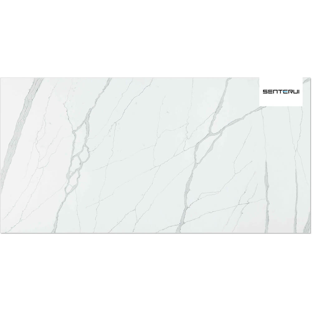 Calacatta Quartz White with Gray Vein 125.98” x 62.99” Polished Slab C ...