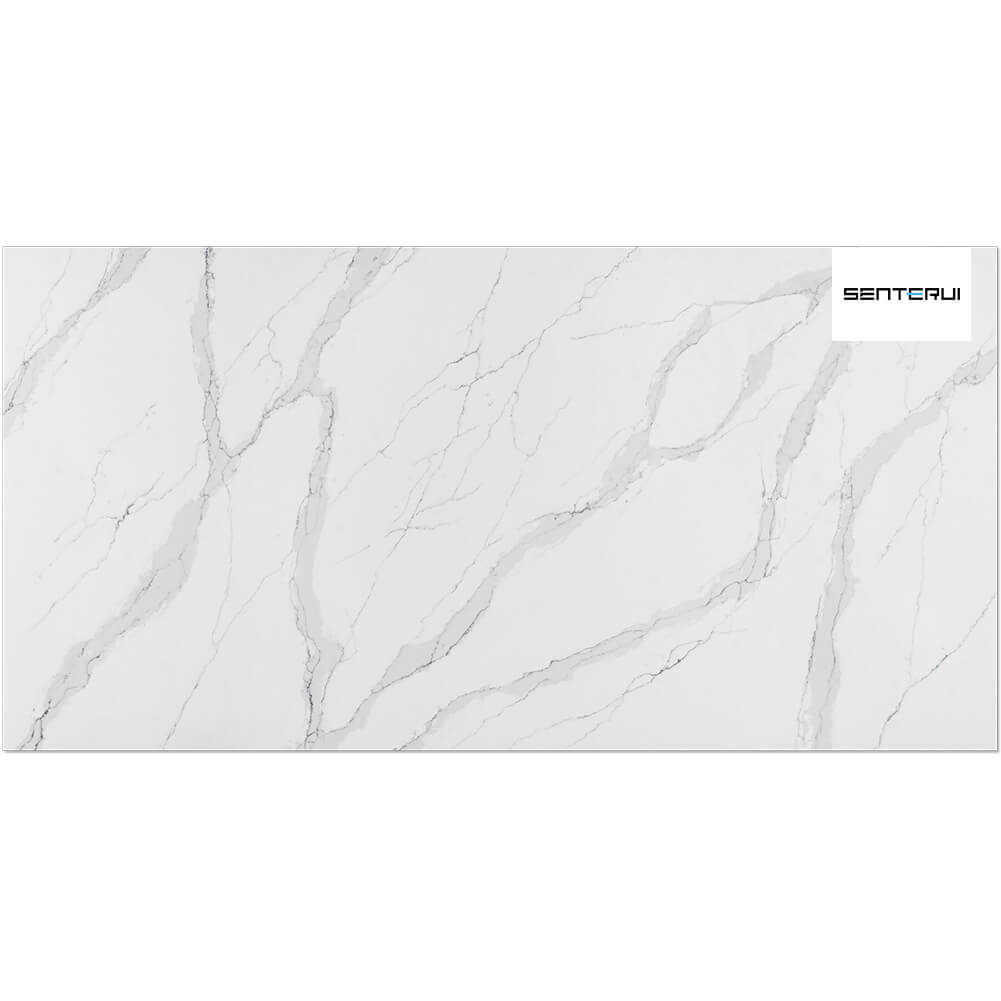 Calacatta Quartz White with Gray Vein 125.98” x 62.99” Polished Slab C ...